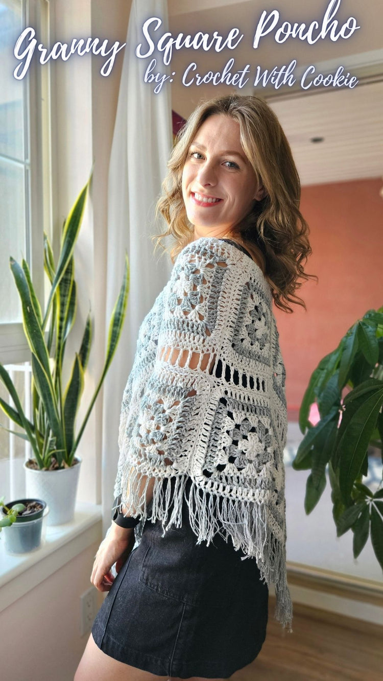 Granny Square Poncho - Free Crochet Pattern – crochetwithcookie
