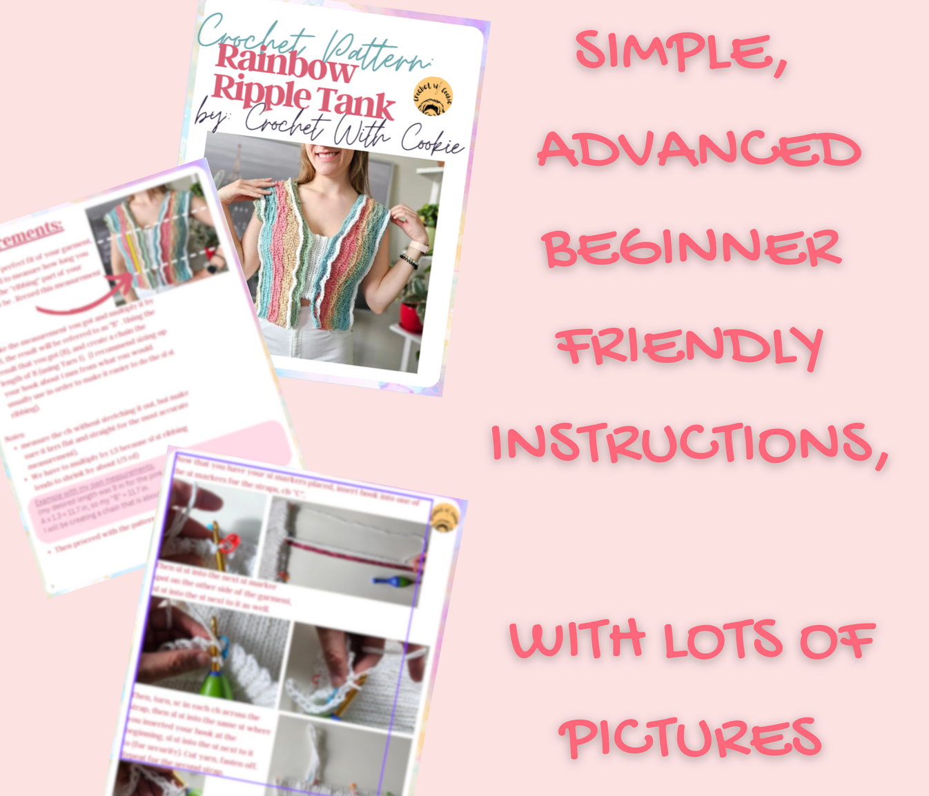 Rainbow Ripple Tank Crochet Pattern PDF – crochetwithcookie