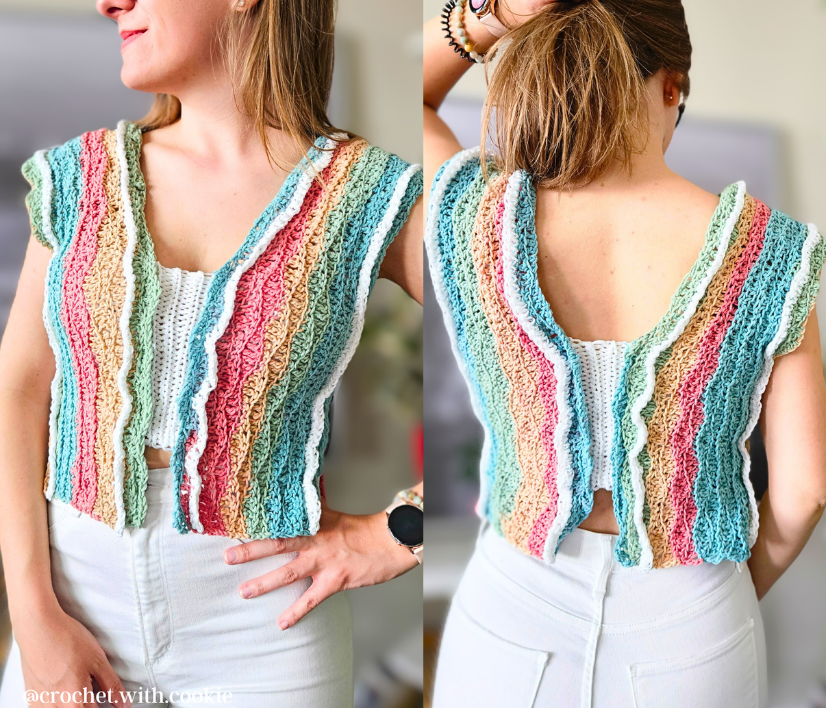 Rainbow Ripple Tank Crochet Pattern PDF – crochetwithcookie